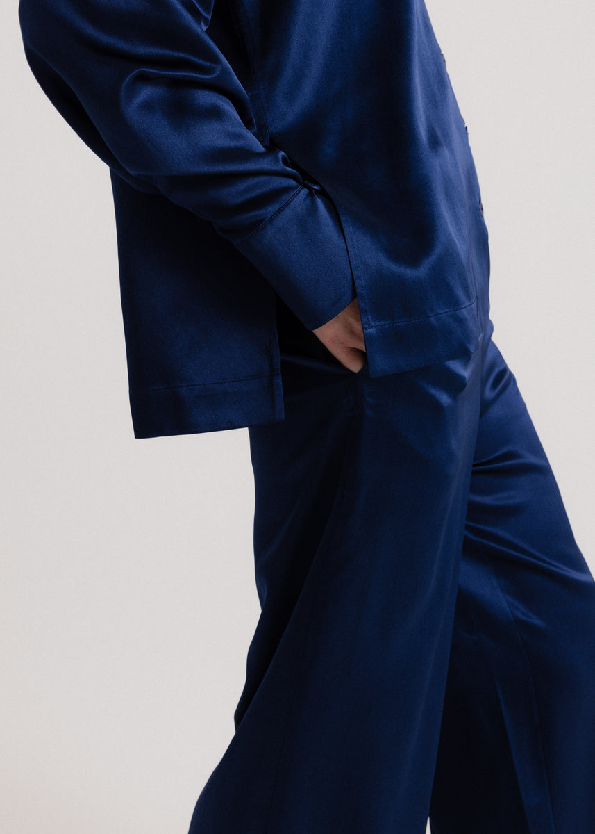 Wide Silk Pants in Royal Blue – Alas Silk